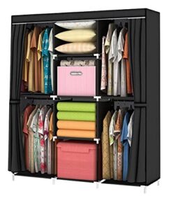 youud portable closet wardrobe storage closet clothes portable wardrobe storage closet organizer portable closets wardrobe closet organizer shelf wardrobe clothes organizer standing closet black…