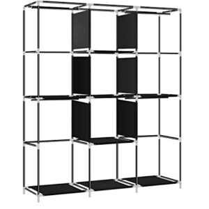 YOUUD Portable Closet Wardrobe Storage Closet Clothes Portable Wardrobe Storage Closet Organizer Portable Closets Wardrobe Closet Organizer Shelf Wardrobe Clothes Organizer Standing Closet Black…