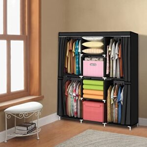 YOUUD Portable Closet Wardrobe Storage Closet Clothes Portable Wardrobe Storage Closet Organizer Portable Closets Wardrobe Closet Organizer Shelf Wardrobe Clothes Organizer Standing Closet Black…