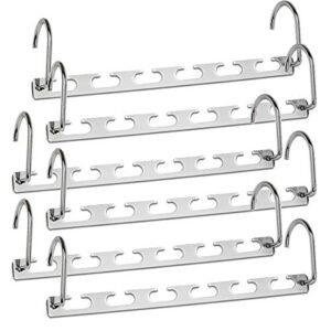 cbtone 6 pack closet space saving hangers, multi-purpose metal magic hangers cascading hanger updated hook design metal hangers for organizing wardrobe clothing hanger