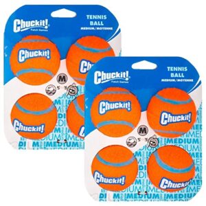 chuckit! dog tennis ball, medium, 8-pack, all breed sizes