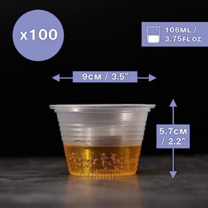 MATANA 100 Crystal Clear Plastic Jager Bomb Shot Glasses, Party Shot Cups - Sturdy, Disposable & Reusable