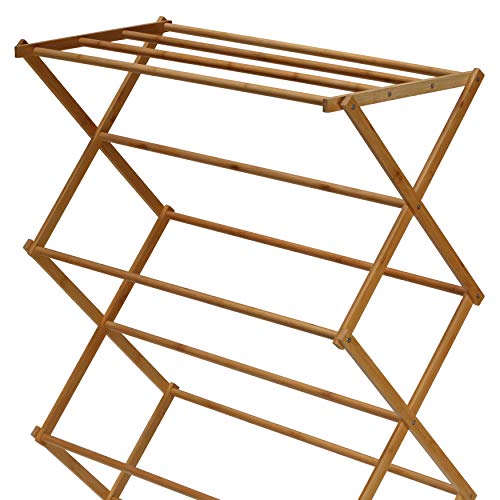 Cortesi Home Eli Natural Bamboo Clothing Drying Rack, 28.5" W x 14.5" L x 43" H