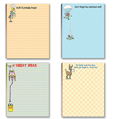 Stonehouse Collection Funny To Do List Notepads Assorted Pack - 4 Pads For Your Lists - Office Notepads - USA Made (Funny Pack)