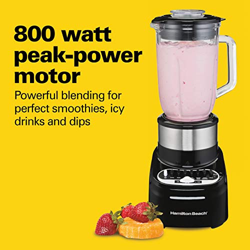 Hamilton Beach Multi-Mix Blender with 40oz Glass Jar and 14-Functions for Grinding, Puree, Ice Crush, Shakes and Smoothies, 800 Watts, Stainless Steel (54210)