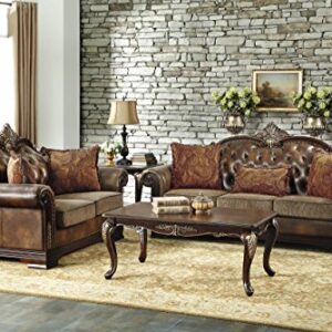 Homelegance Croydon Traditional Two-Tone Love Seat, 65"W, Brown PU Leather