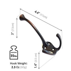 Ambipolar 5 Pack TriLeg Hook, Heavy Duty Big Triple Leg/Double Coat Hooks Base. Entryway Coat Hooks, Scarf and Jacket Hangers.Perfect Bath Towel Heavy Hooks (5 Pack, Oil Rubbed Bronze)