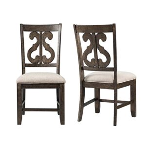 picket house stanford wooden swirl back side chair set transitional/smokey walnut/20/42