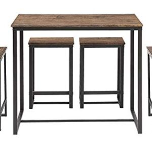 Abington Lane 5-Piece Kitchen/Dining Table Set w/Four (4) Stools - Versatile, Tall, Modern Table Set for The Contemporary Home - (Walnut Finish)