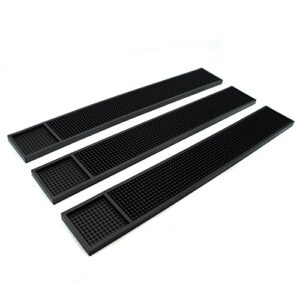 barsics rubber bar service mat for counter top 24" x 3.5" (black 3-pack)