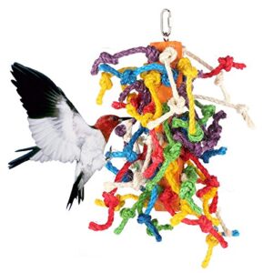 bvanki bird toy, colorful knots block chewing toy, bird climbing hanging toy, large parrot cage toys, preening toy with natural food coloring (large)