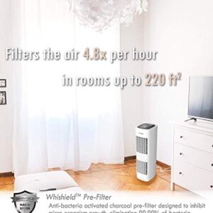 Whirlpool Whispure WPT80P True HEPA Air Purifier, Activated Carbon Advanced Anti-Bacteria, Ideal for Allergies, Odors, Pet Dander, Mold, Smoke, Smokers, and Germs, Large, White