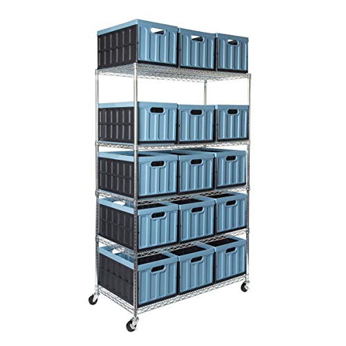 Seville Classics Ultradurable Commercial Grade Nsf Certified Steel Wire Wheels Organizer for Garage, Warehouse, Office, Restaurant, Classroom, Kitchen, 5-Tier Shelving, 48" W x 24" D