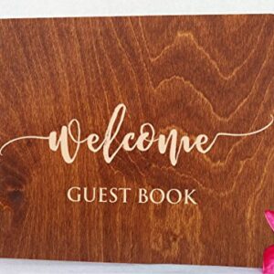 Wooden Rustic Guest Book 11" x 8.5" : Made in USA (Customize Inside Pages, Front Cover Custom Engraved)