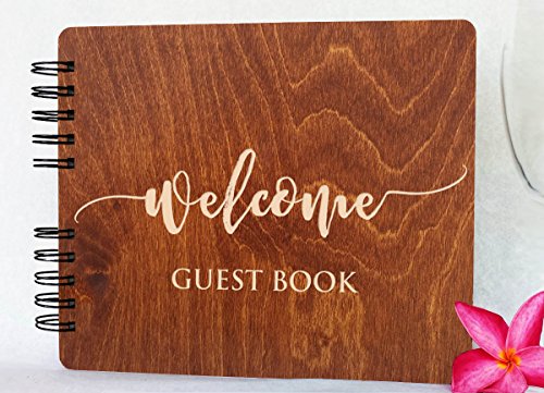 Wooden Rustic Guest Book 11" x 8.5" : Made in USA (Customize Inside Pages, Front Cover Custom Engraved)