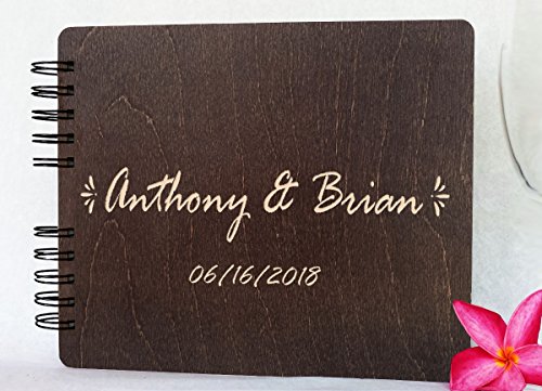 Wooden Rustic Guest Book 11" x 8.5" : Made in USA (Customize Inside Pages, Front Cover Custom Engraved)