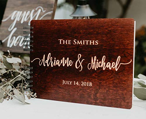 Wooden Rustic Guest Book 11" x 8.5" : Made in USA (Customize Inside Pages, Front Cover Custom Engraved)