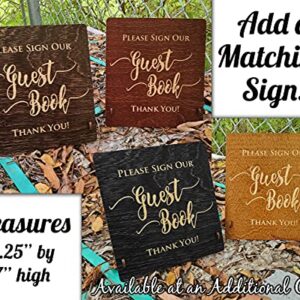 Wooden Rustic Guest Book 11" x 8.5" : Made in USA (Customize Inside Pages, Front Cover Custom Engraved)