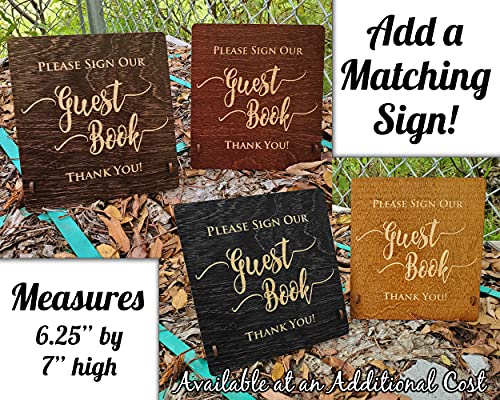 Wooden Rustic Guest Book 11" x 8.5" : Made in USA (Customize Inside Pages, Front Cover Custom Engraved)