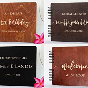 Wooden Rustic Guest Book 11" x 8.5" : Made in USA (Customize Inside Pages, Front Cover Custom Engraved)