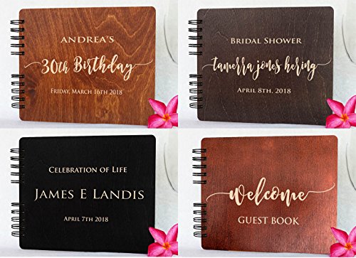 Wooden Rustic Guest Book 11" x 8.5" : Made in USA (Customize Inside Pages, Front Cover Custom Engraved)