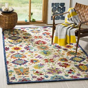 safavieh aspen collection 5' x 8' ivory/blue apn509a handmade boho wool area rug