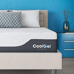 classic brands cool gel chill memory foam 14-inch mattress with 2 pillows |certipur-us certified |bed-in-a-box, queen