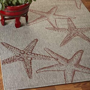 LR Home Captiva Sunset Cay Indoor/Outdoor Area Rug, 5' x 7', Coral/Beige