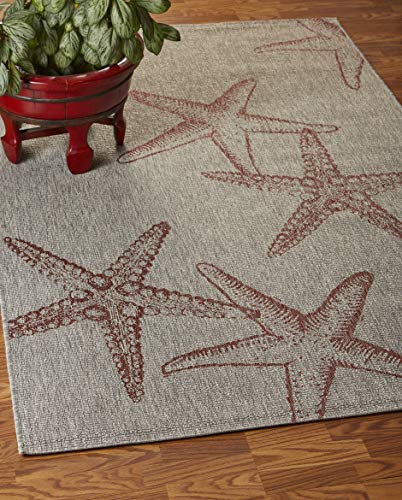 LR Home Captiva Sunset Cay Indoor/Outdoor Area Rug, 5' x 7', Coral/Beige