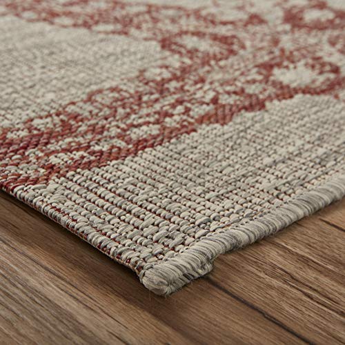 LR Home Captiva Sunset Cay Indoor/Outdoor Area Rug, 5' x 7', Coral/Beige