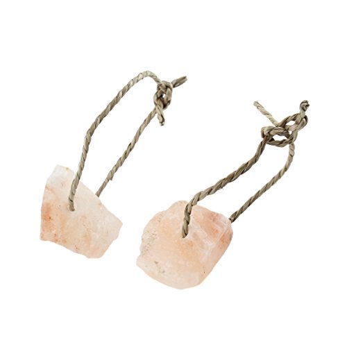 2 Pack Natural Himalayan Rock Small Animals Salt Lick on a Rope Chew Treat Toy for Small Pets