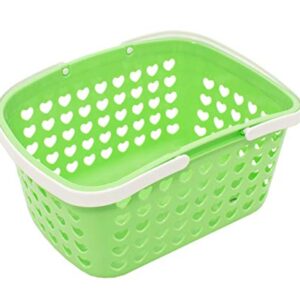 Plastic Storage Basket with Handles - Small Bin Organizer Shower Caddy Tote for Bathroom, Kitchen, Playroom, Garden by Valenoks (Soft-Green)