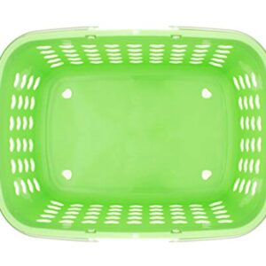 Plastic Storage Basket with Handles - Small Bin Organizer Shower Caddy Tote for Bathroom, Kitchen, Playroom, Garden by Valenoks (Soft-Green)