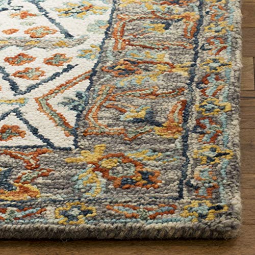 SAFAVIEH Aspen Collection 2'3" x 9' Ivory/Blue APN308A Handmade Boho Wool Runner Rug