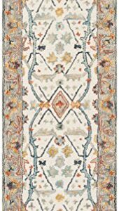 SAFAVIEH Aspen Collection 2'3" x 9' Ivory/Blue APN308A Handmade Boho Wool Runner Rug