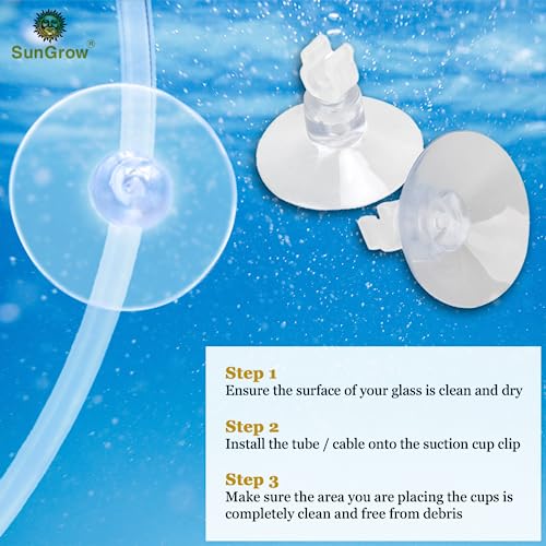 SunGrow 20 Pack Aquarium Suction Cup Clips, 1” Rubber Clamps for Fish, Turtle, Frog Tank, Fits Standard 0.2” Aquarium Airline Tubing & Hose, Adheres to Glass & Acrylic