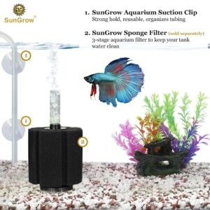 SunGrow 20 Pack Aquarium Suction Cup Clips, 1” Rubber Clamps for Fish, Turtle, Frog Tank, Fits Standard 0.2” Aquarium Airline Tubing & Hose, Adheres to Glass & Acrylic