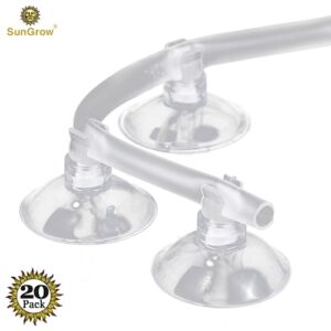 SunGrow 20 Pack Aquarium Suction Cup Clips, 1” Rubber Clamps for Fish, Turtle, Frog Tank, Fits Standard 0.2” Aquarium Airline Tubing & Hose, Adheres to Glass & Acrylic