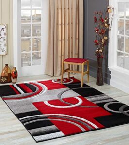 glory rugs area rug modern 5x7 red soft hand carved contemporary floor carpet with premium fluffy texture for indoor living dining room and bedroom area