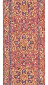 SAFAVIEH Aspen Collection Runner Rug - 2'3" x 11', Pink & Violet, Handmade Boho Braided Tassel Wool, Ideal for High Traffic Areas in Living Room, Bedroom (APN226A)