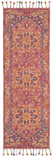 SAFAVIEH Aspen Collection Runner Rug - 2'3" x 11', Pink & Violet, Handmade Boho Braided Tassel Wool, Ideal for High Traffic Areas in Living Room, Bedroom (APN226A)