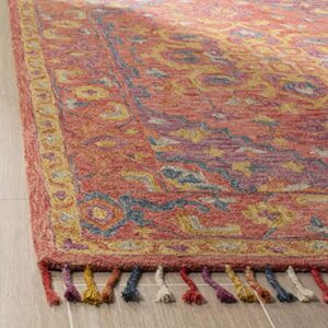 SAFAVIEH Aspen Collection Runner Rug - 2'3" x 11', Pink & Violet, Handmade Boho Braided Tassel Wool, Ideal for High Traffic Areas in Living Room, Bedroom (APN226A)