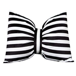 ewindy lovely stripe bow home decorative throw pillow washable chair sofa waist cushion pillow head neck pillow (black and white stripes, m)