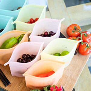 Reusable Silicone Food-Storage Cooking Bags - Airtight Zip Seal Colored Containers Keep Food Hot or Cold - Baby Food Prep or Sous Vide - (2L 4M bags)…