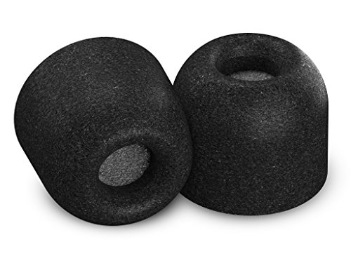 Comply Isolation Plus Memory Foam Replacement Earbud Tips for Sennheiser Momentum Earphones with Noise Reduction, WaxGuard, and Secure Fit (Large, 3 Pairs),Black