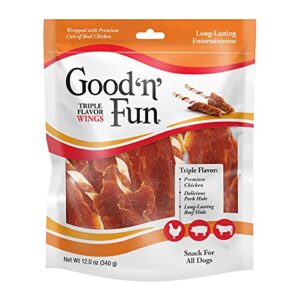 good'n'fun p-94130 triple flavor wings dog chews, one size, 12-ounce, multi