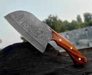 handmade damascus cleaver chopper serbian chef knife kitchen knife fixed blade knife 11.5 inches with sheath vk5518