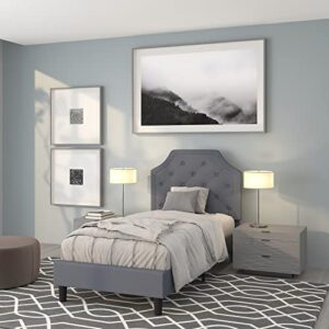 Flash Furniture Brighton Twin Size Tufted Upholstered Platform Bed in Light Gray Fabric