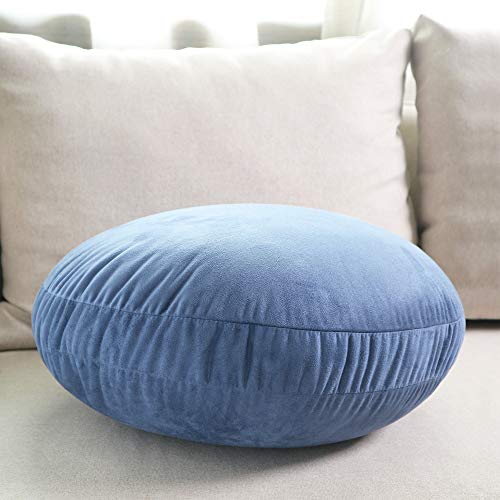 Hodeco Round Throw Pillow 16x16 Down-Like Polyester Super Soft Ultra Fluffy Feather-Like Touch Round Cushion for Couch Decorative Circle Round Floor Pillow for Kids Bed Sofa, 1 Piece, Navy Blue