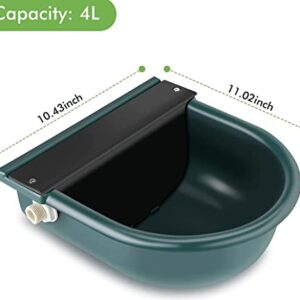 Yosoo Automatic Drinking Waterer Bowl, 4L Automatic Water Trough Livestock Drinking Bowl Drainage Hole Water Trough Farm Grade with with Copper Nozzle for Horse Cattle Goat Sheep Dog